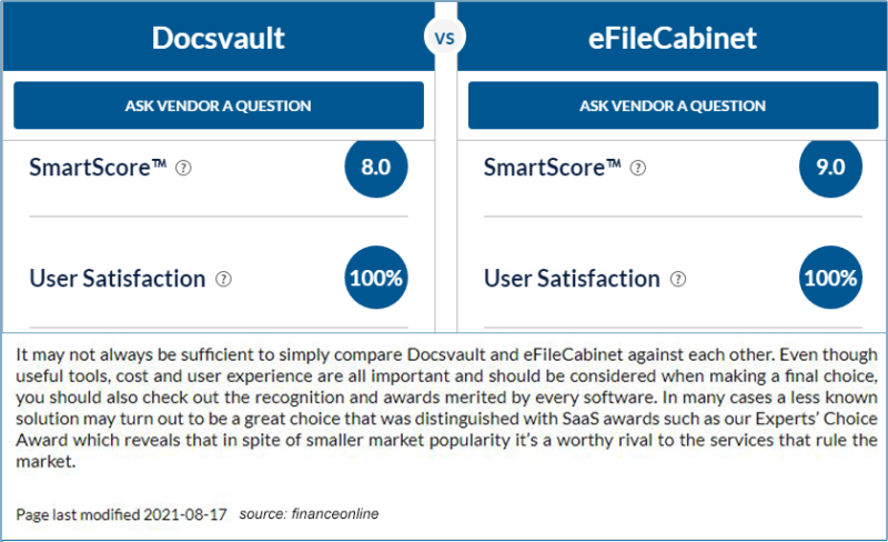 eFileCabinet vs Docsvault | Document Management Software | Docsvault